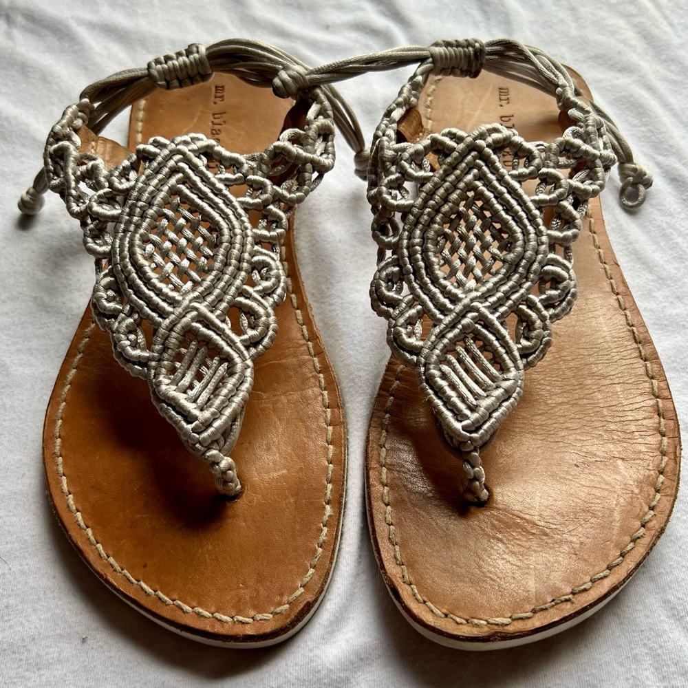 Mr. Blackbird Tulum Macrame Sandals Silver - Gem